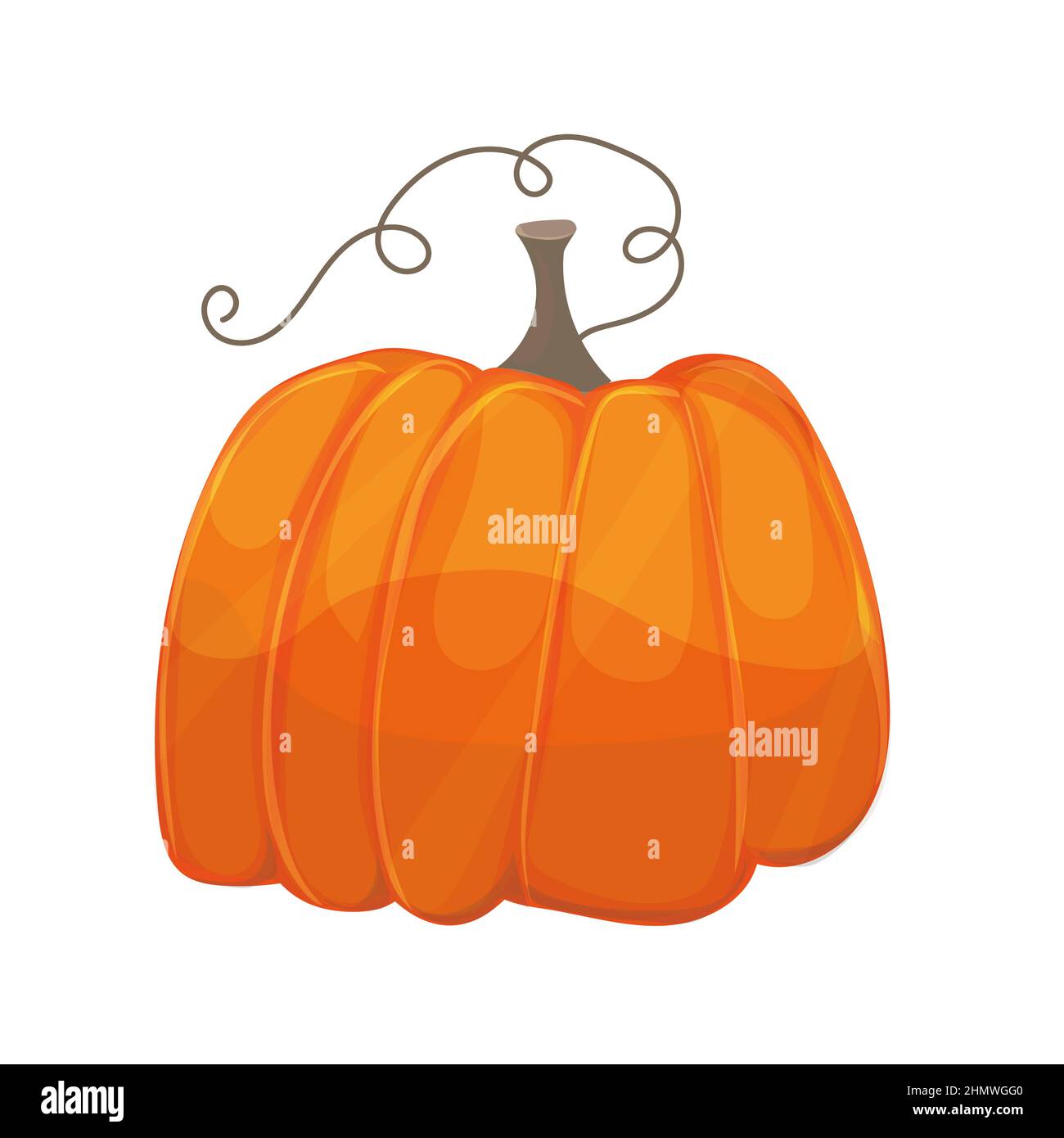 One pumpkin on white background illustration. Cute cartoon style Stock ...