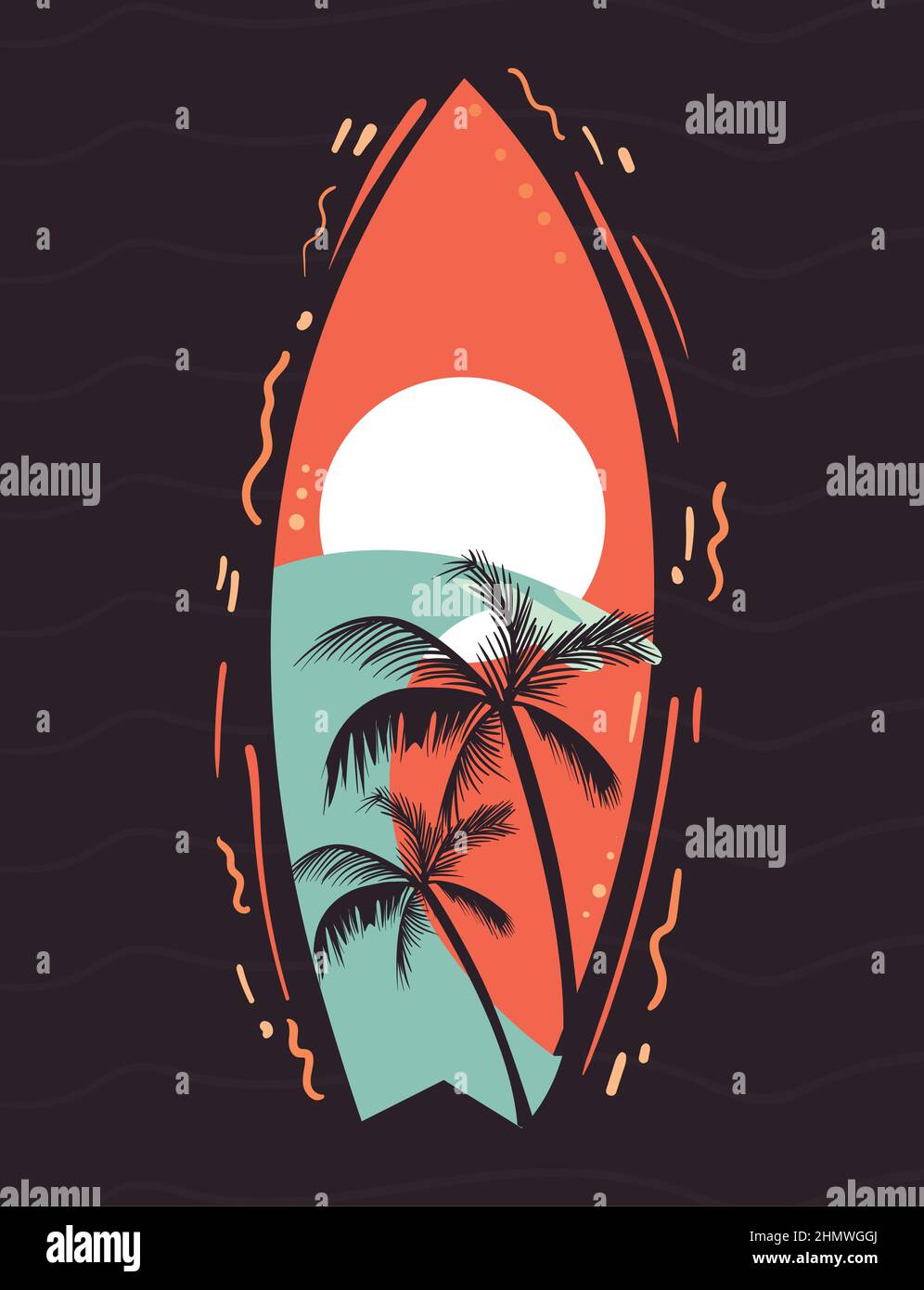 Surfboard palm leaf on Stock Vector Images - Alamy