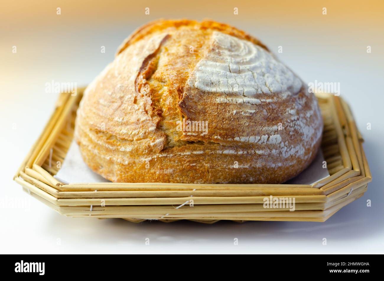 Traditional round loaf of bread baked according to a classic recipe ...