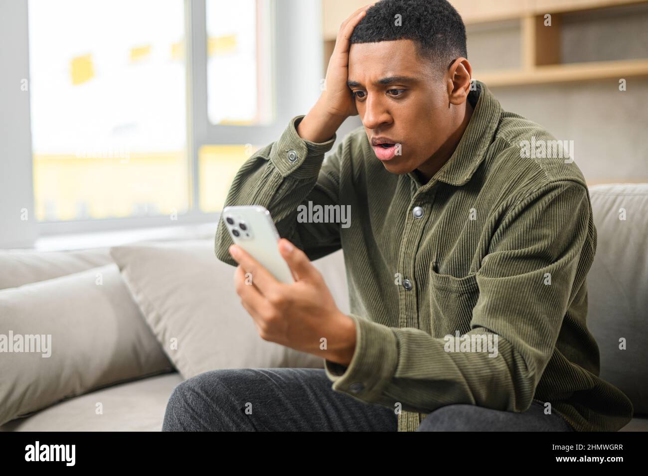 Angry stressed man has unpleasant video call conversation, talking on ...