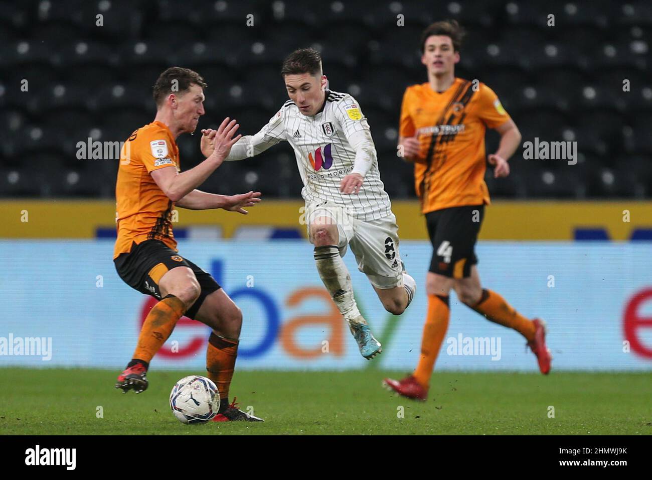 Harry Wilson #8 of Fulham goes past Richard Smallwood #6 of Hull City ...