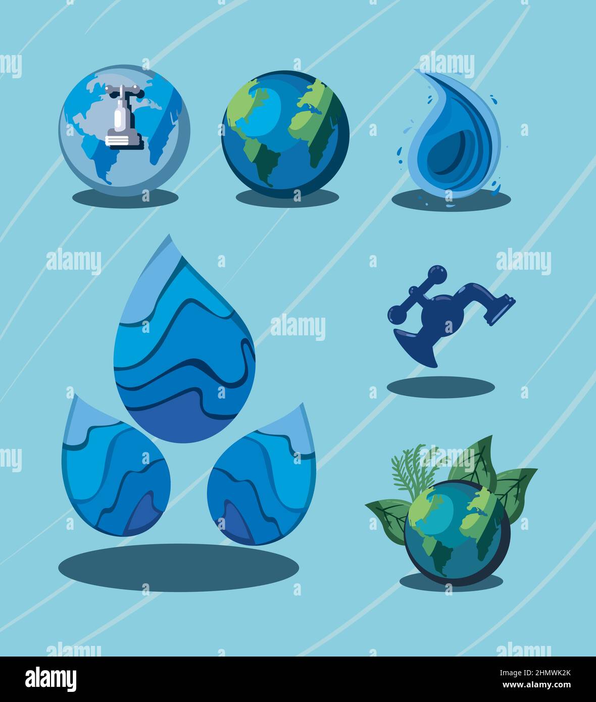 set of six water day items Stock Vector Image & Art - Alamy