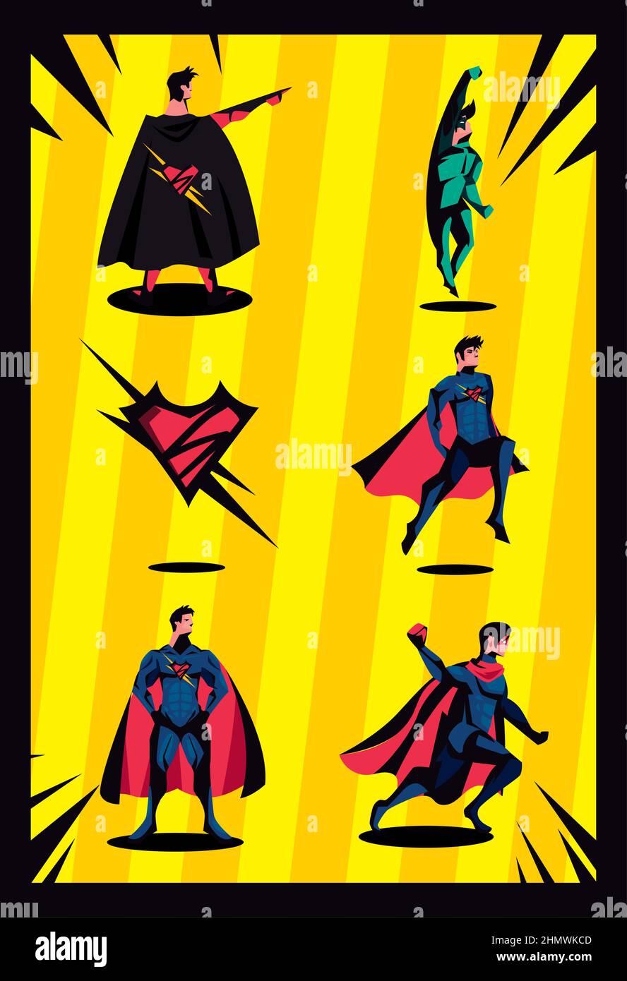 set of six superhero icons Stock Vector Image & Art - Alamy