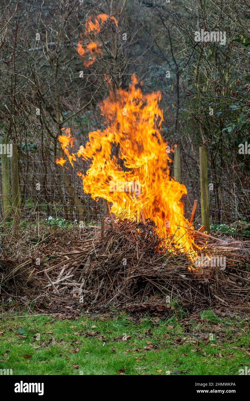A Bonfire Burning in a Garden Stock Photo - Alamy