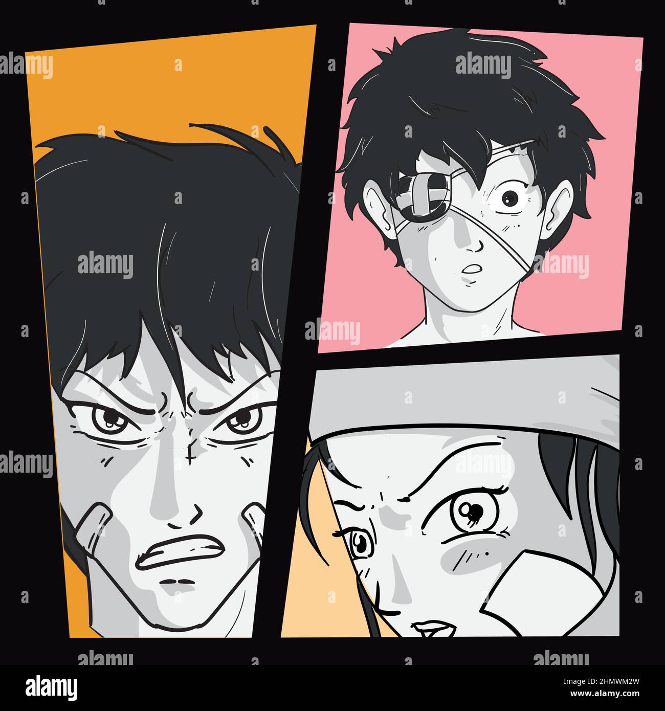 manga young people in frames Stock Vector Image & Art - Alamy