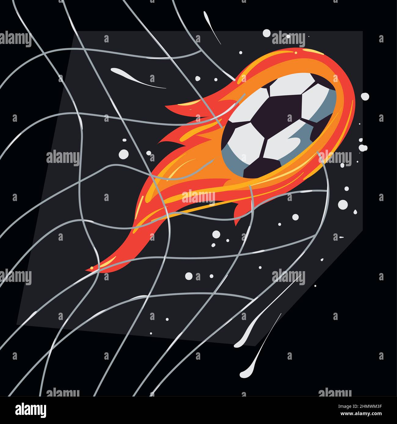 soccer goal poster with ball on fire Stock Vector Image & Art - Alamy