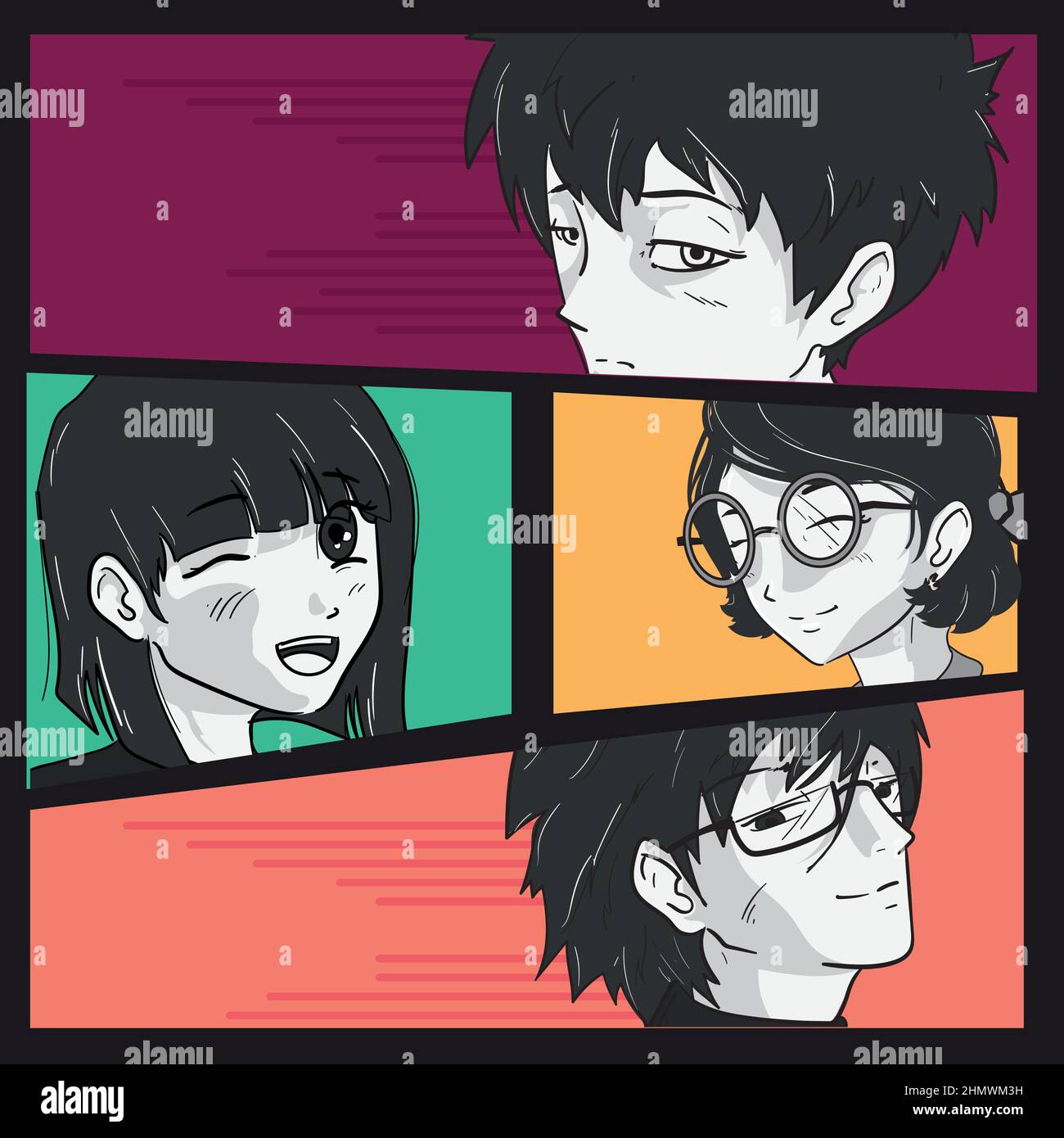 manga frames design with persons Stock Vector Image & Art - Alamy