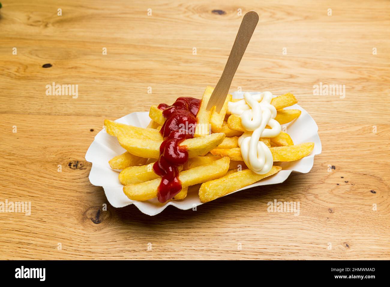french fries with mayonnaise and ketchup Stock Photo - Alamy