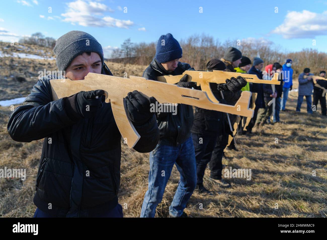 Lviv, Ukraine. 12th Feb, 2022. Ukrainians take part during an open ...