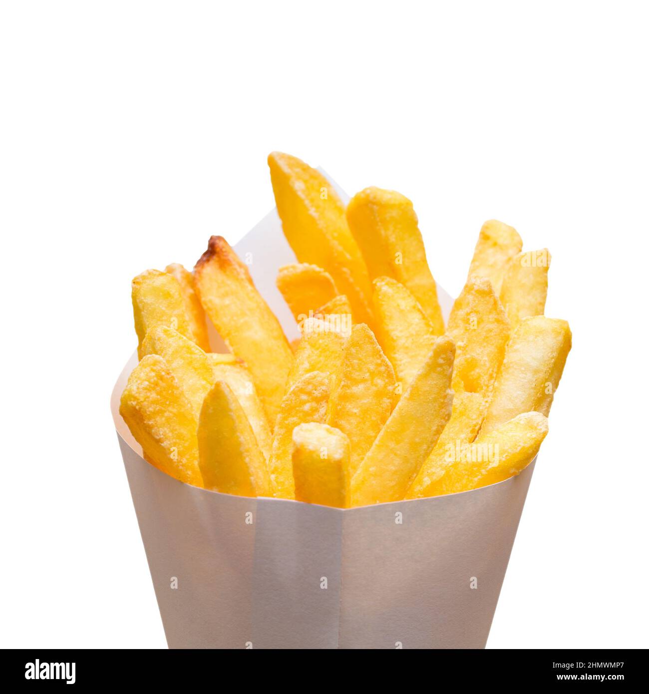 Pommes frites bag on white Stock Photo - Alamy
