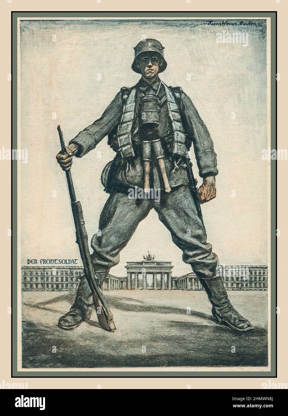 Nazi Propaganda illustration 'Der Frontsoldat" 1930s of a Wehrmacht ...