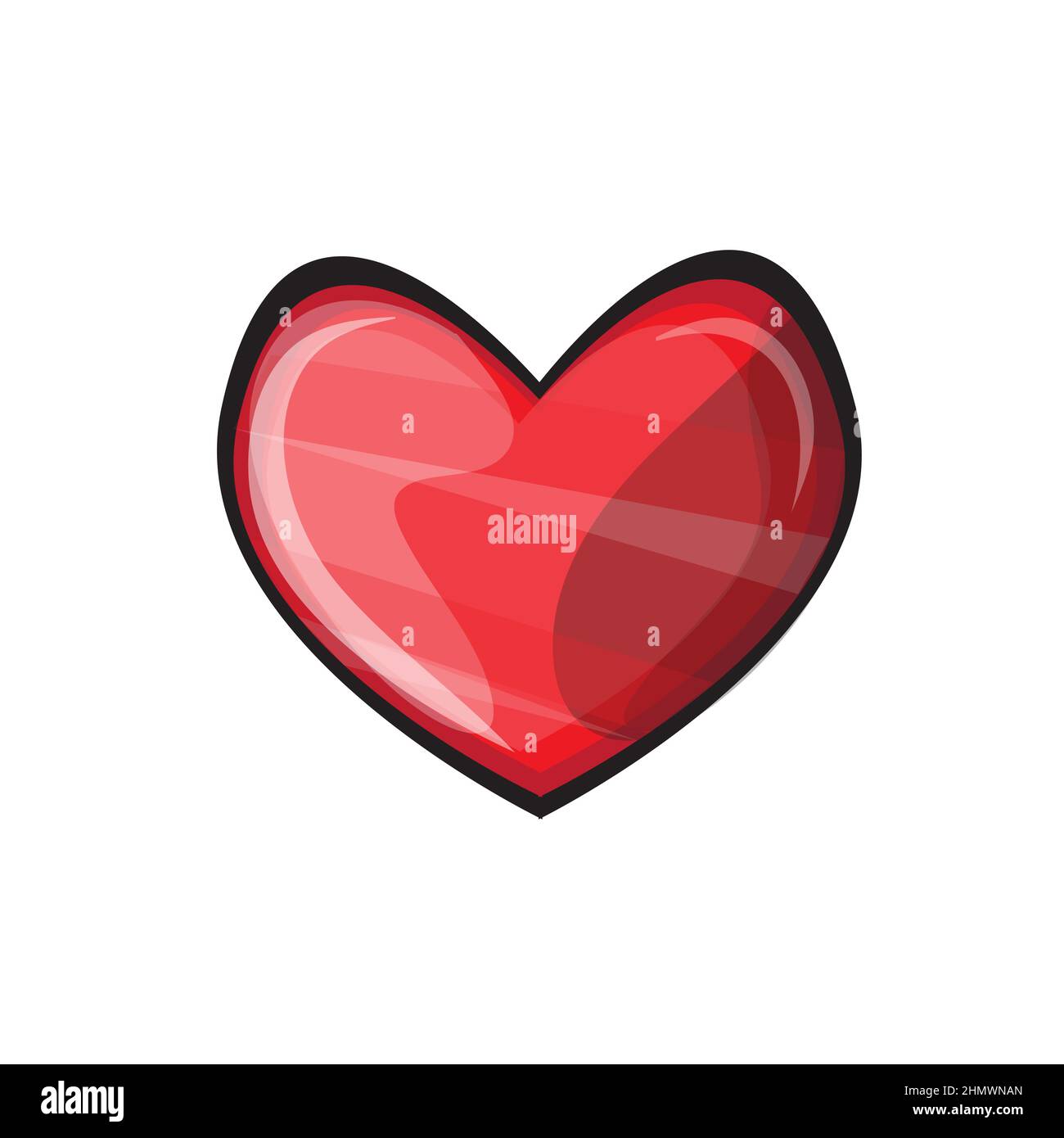 Heart shaped red icon, GUI decorations. Cartoon vector isolated on ...