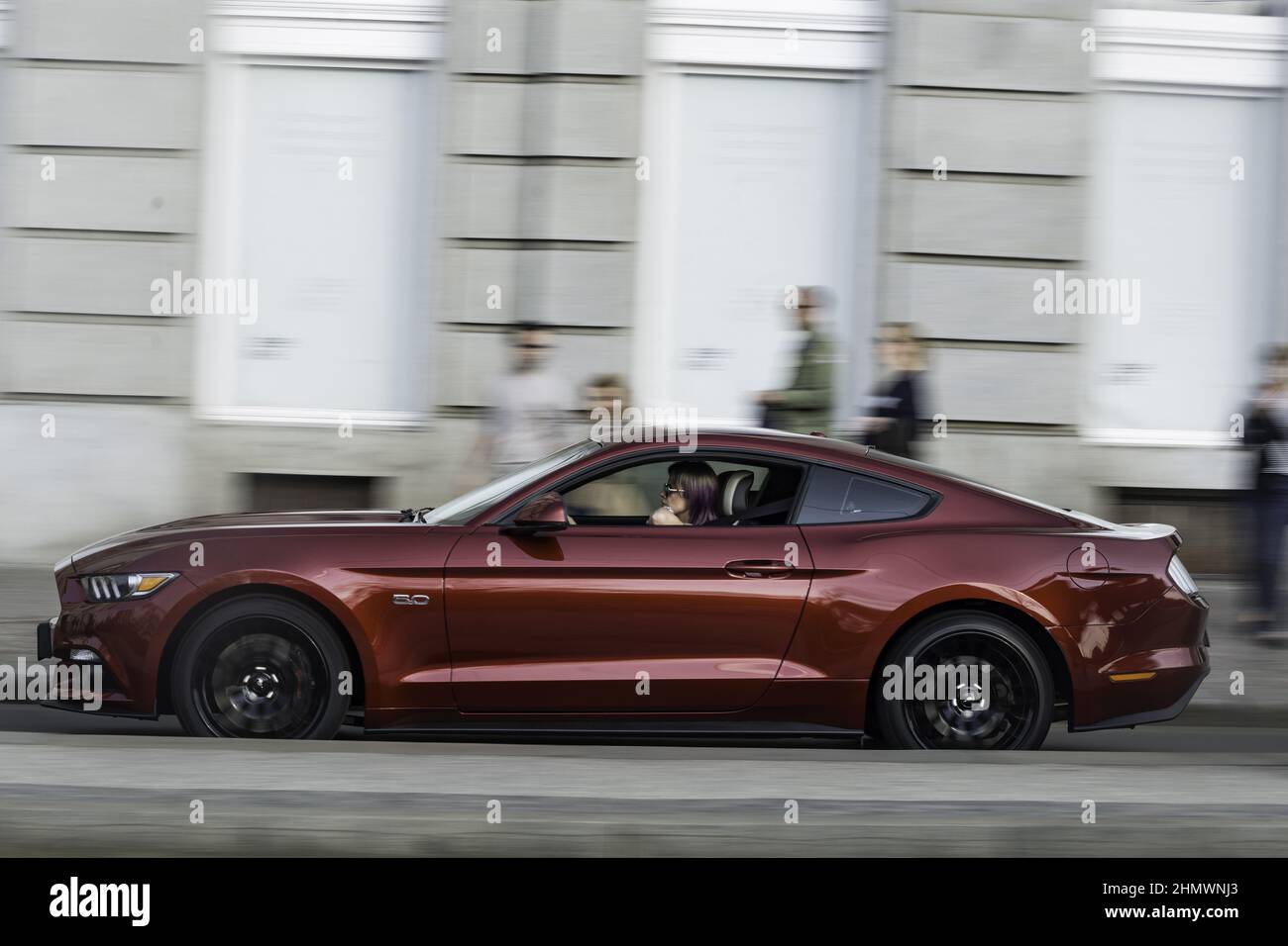 Closeup of a Ford Mustang Gt in red color Stock Photo - Alamy