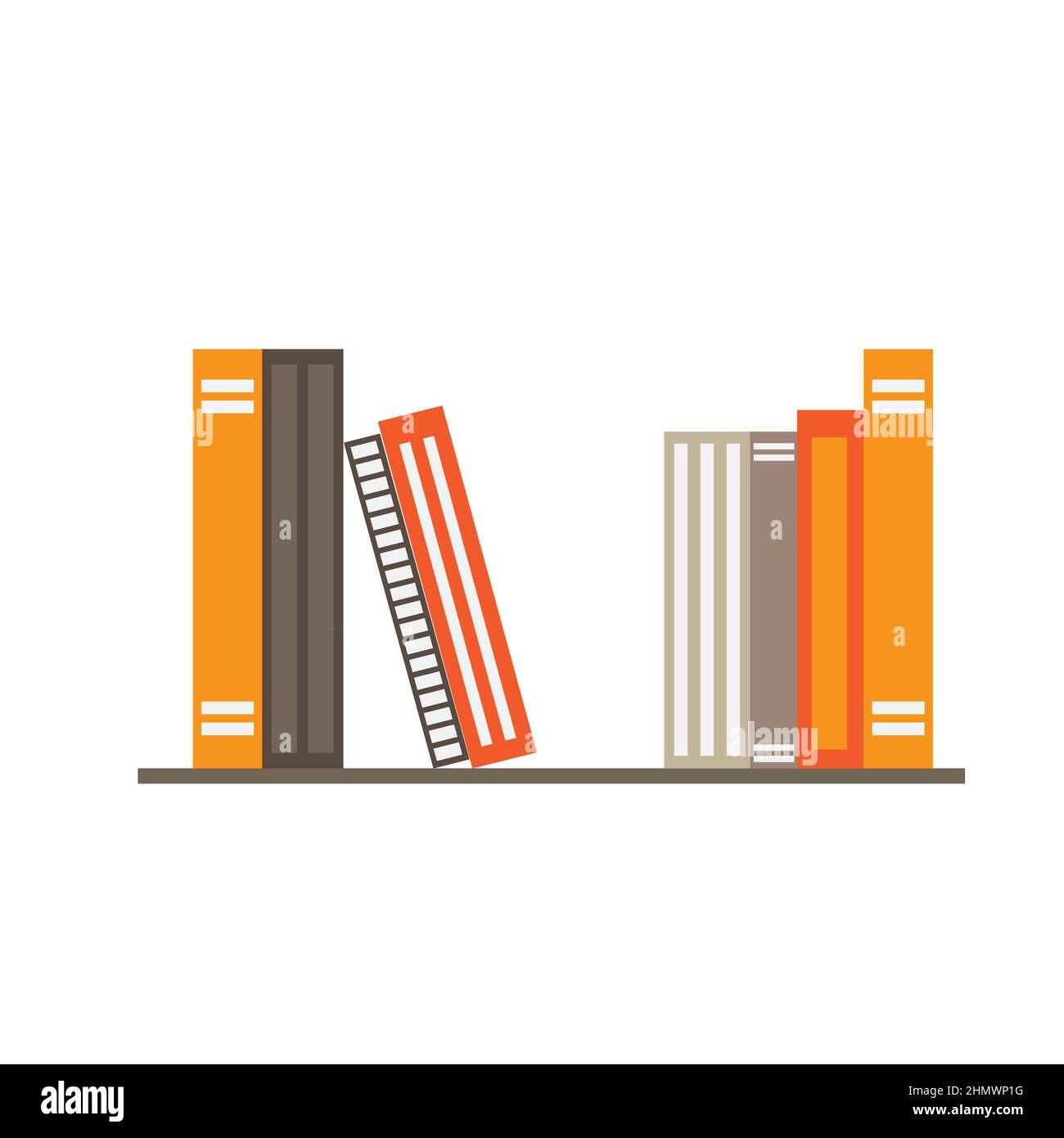 Stack of Books on the wall with bookshelves on white background vector ...