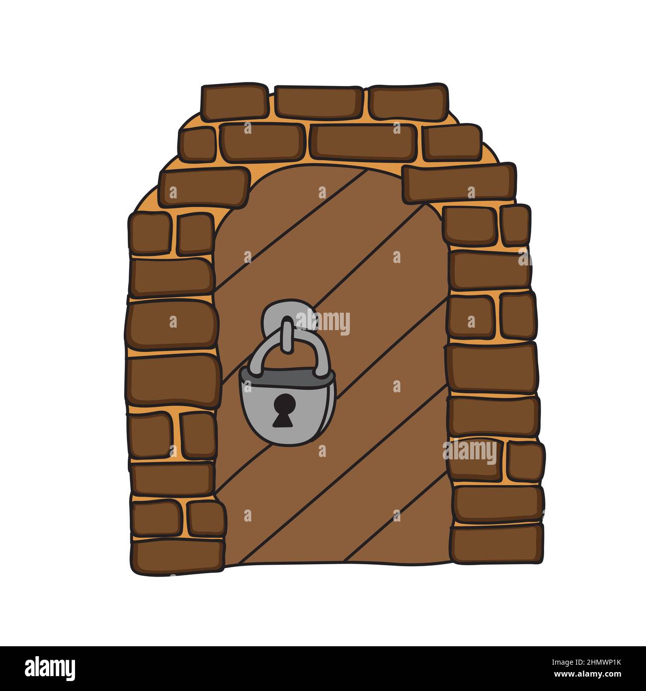 Door of castle. Entrance to fairy tale fortress or stone medieval old ...