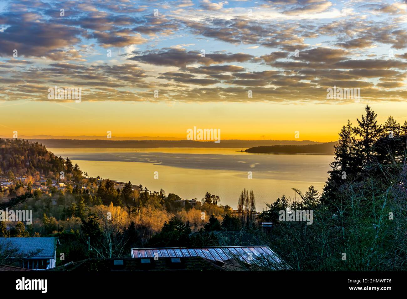 Clouds and a Puget Sound sunset in Washington State Stock Photo - Alamy