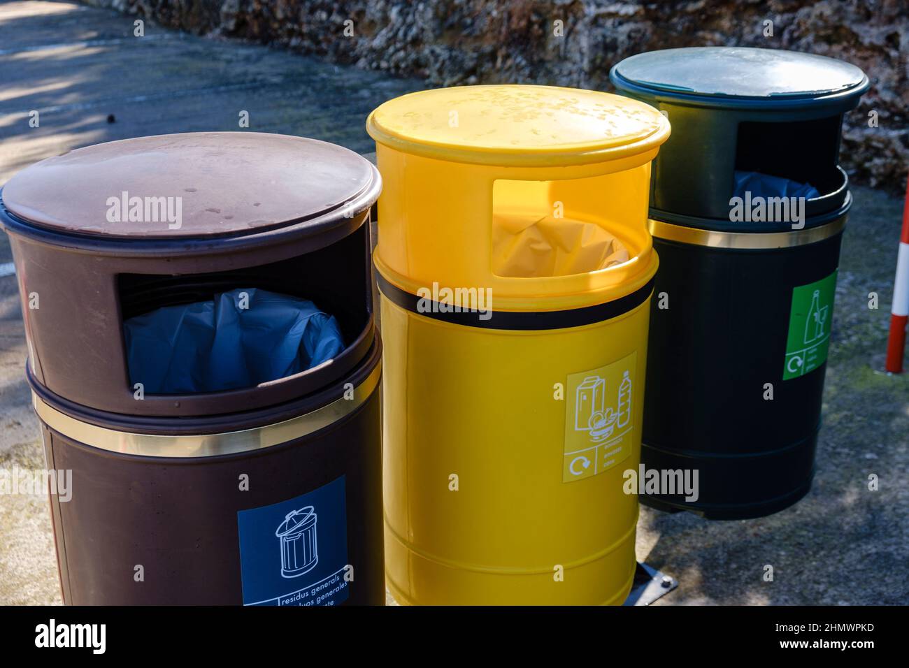 waste separation containers, Porto Petro, Santanyi, Mallorca, Balearic ...