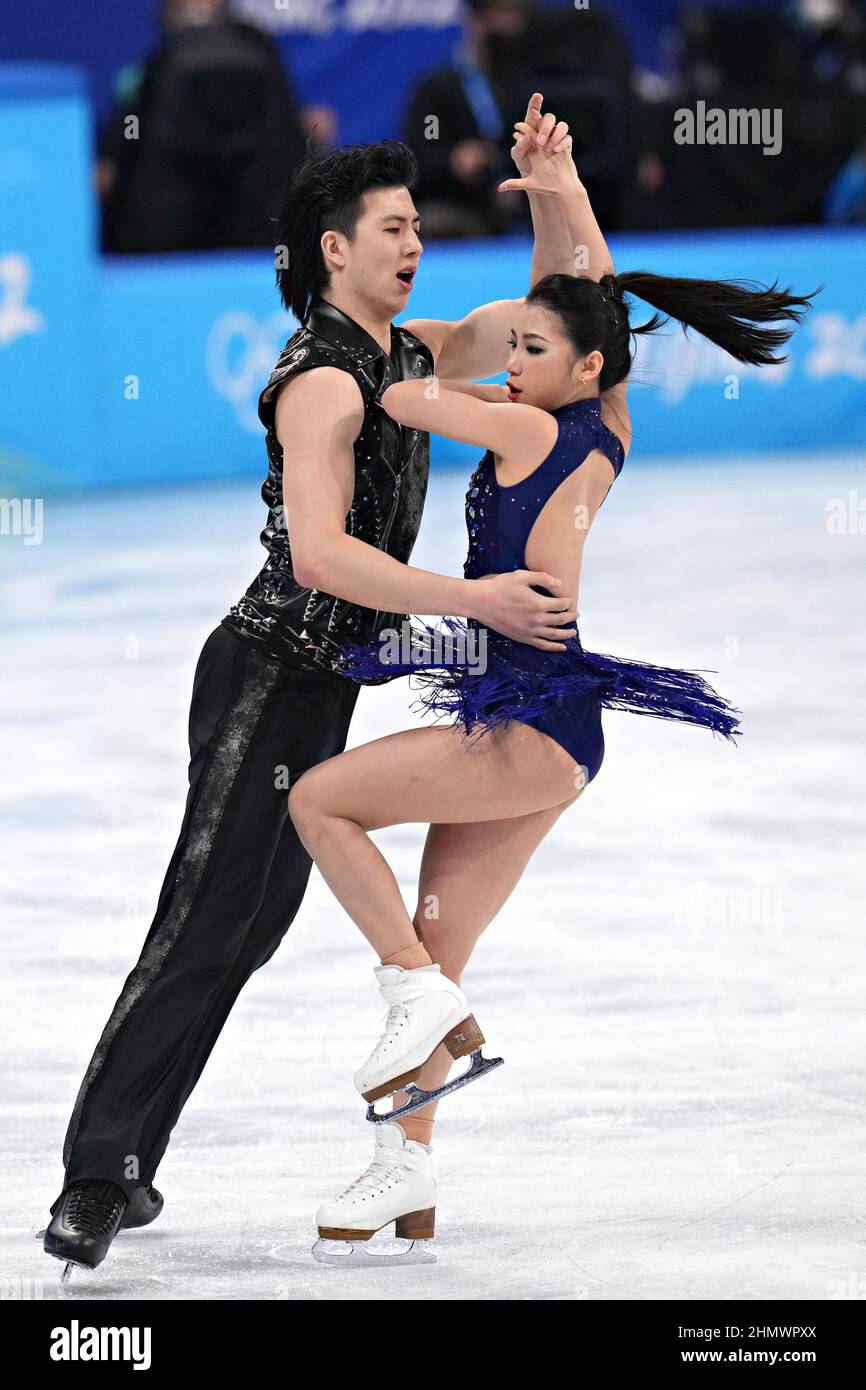 Beijing, China. 12th Feb, 2022. Shiyue Wang and Xinyu Liu of China, perform during the Figure ...