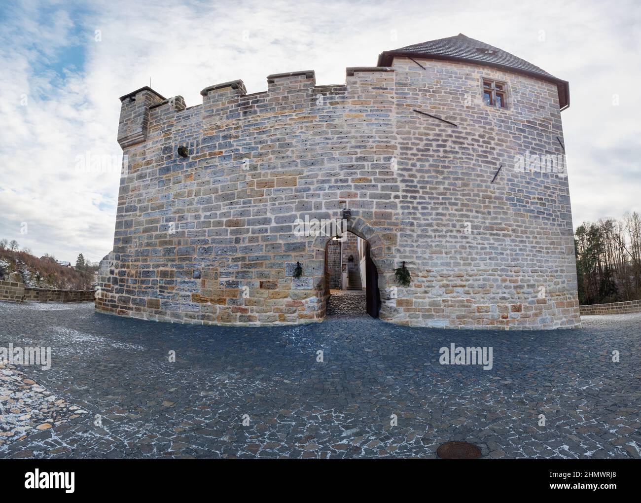 Main patio of Kost gothic castle. The historical important castle in ...