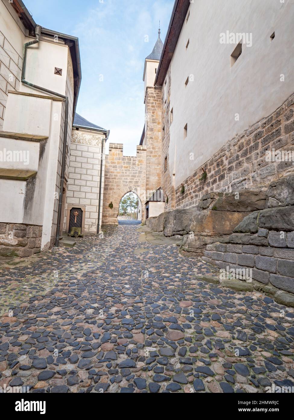 Main patio of Kost gothic castle. The historical important castle in ...