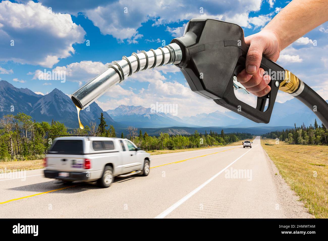 Recharge gas Eco-Friendly on the road Stock Photo - Alamy