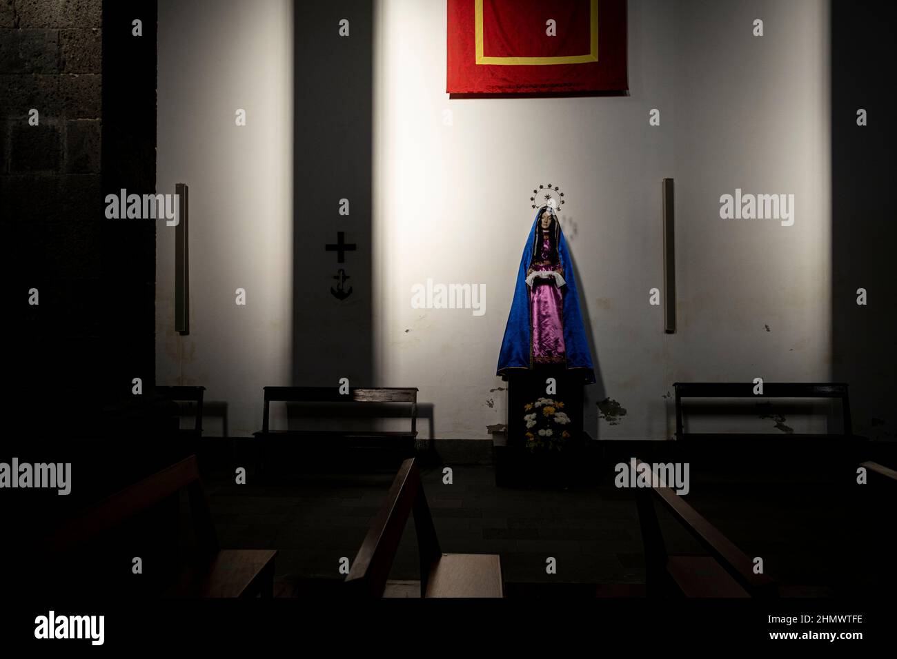 Pico, Portugal - 01 August 2021 : Our lady statue at Santíssima ...