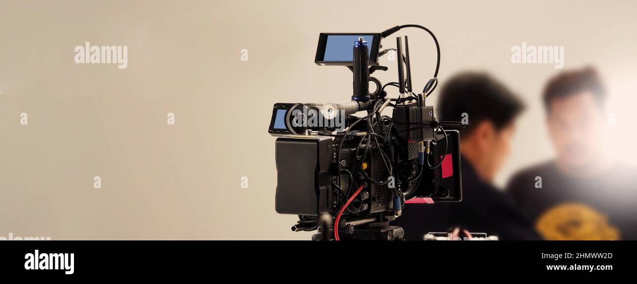Recording video at studio. Camera records or filming for professional ...