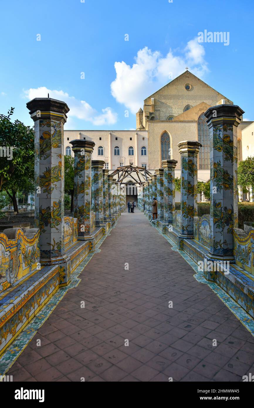 Naples, Italy, 02/13/2022. The inner courtyard of the monastery of ...