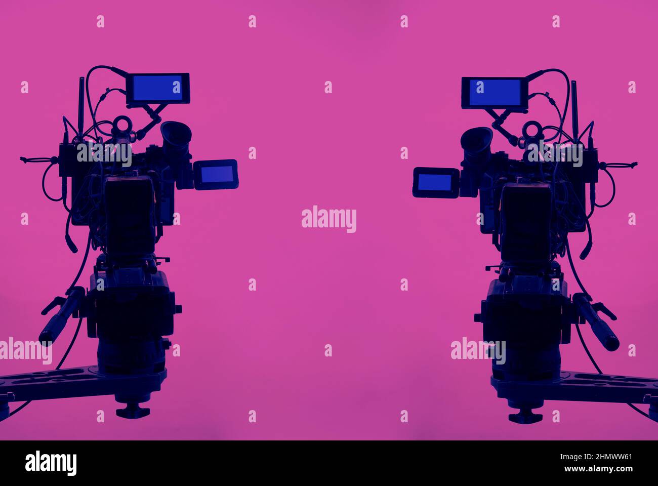 Recording video at studio. Camera records or filming for professional ...