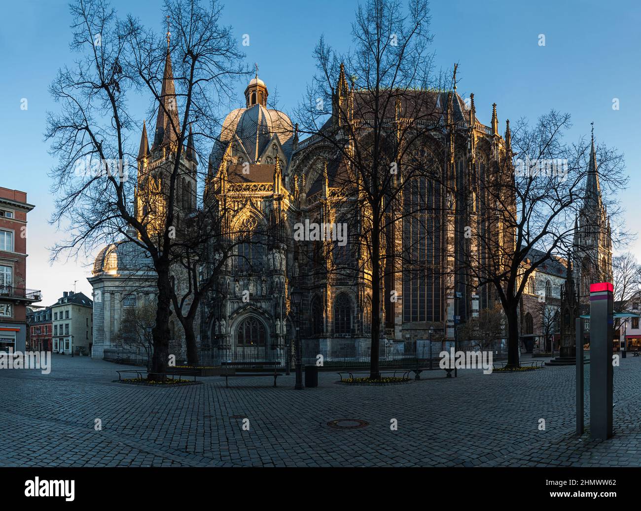 aachen cathedral with minster place in morning Stock Photo - Alamy