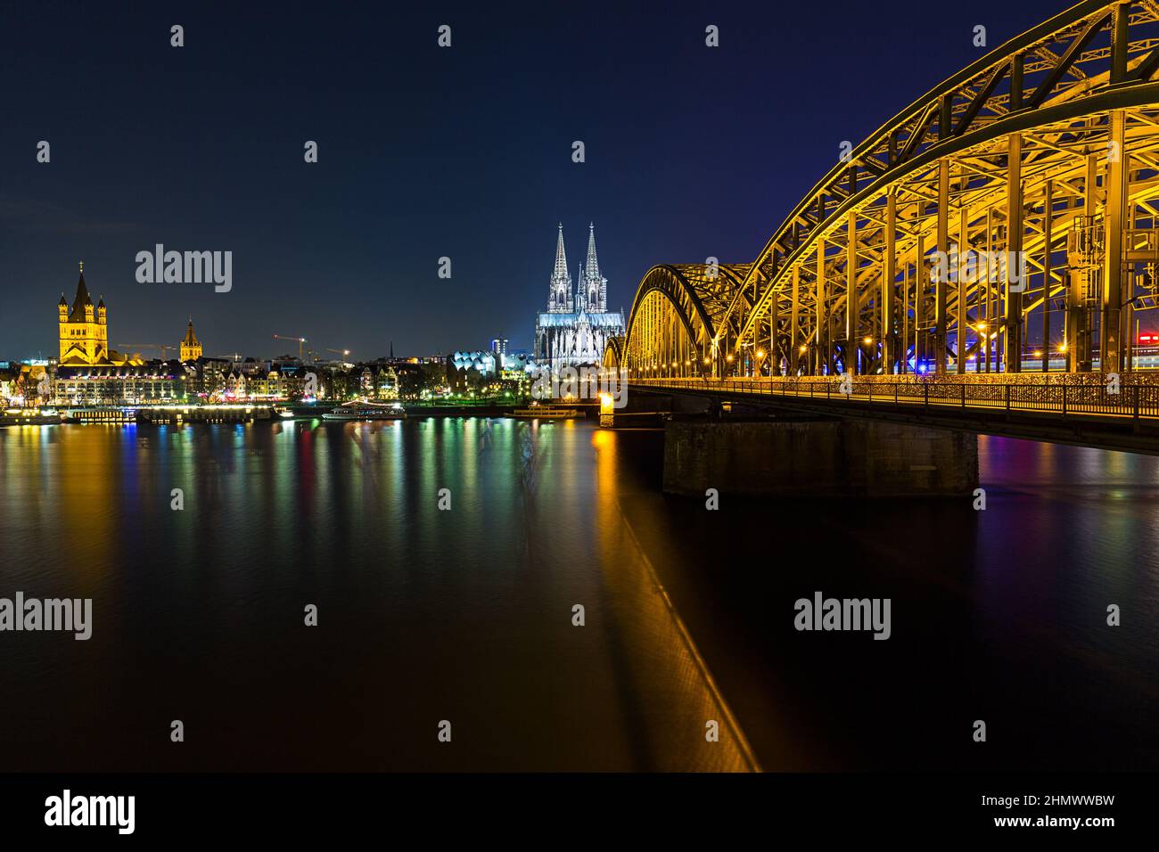 Cologne Night Skyline with Cathedral Stock Photo - Alamy