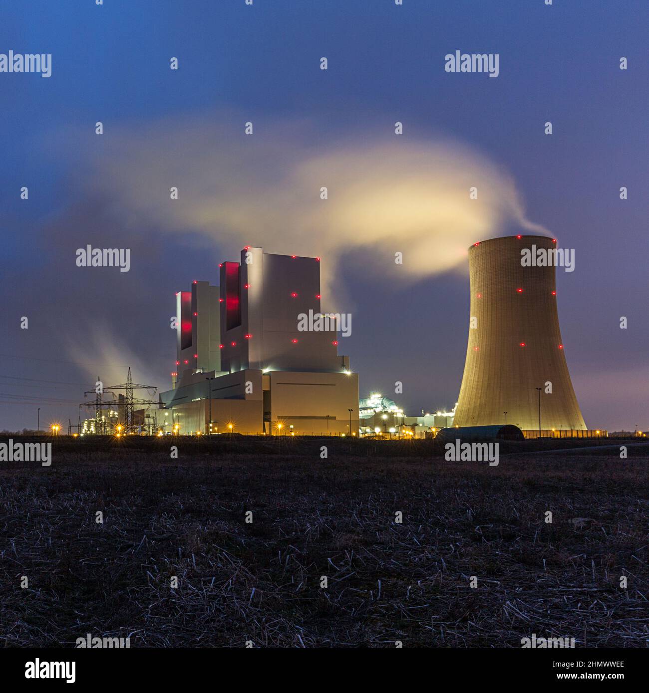 Power plant at night hi-res stock photography and images - Alamy