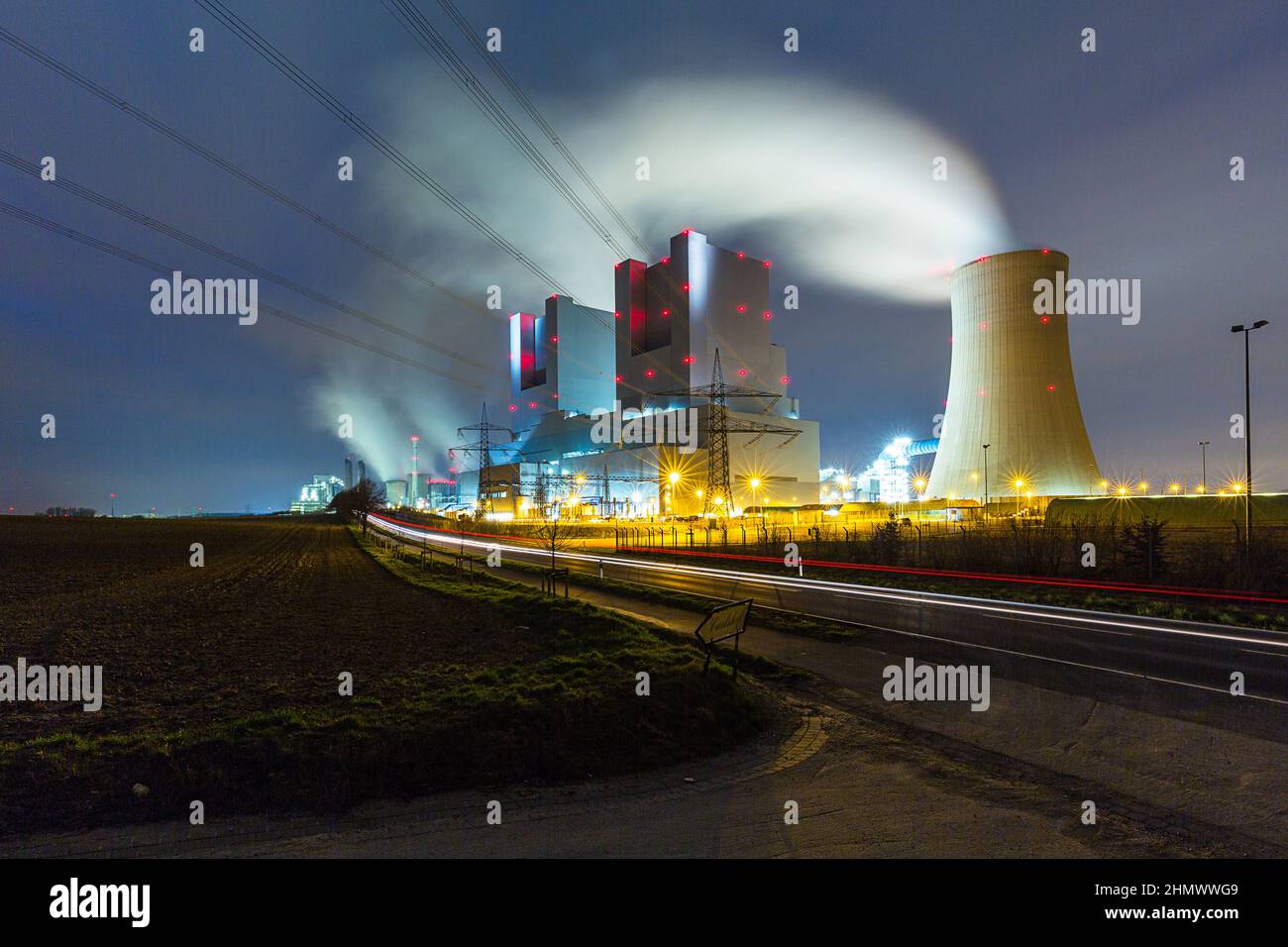 electricity powerplant at night Stock Photo - Alamy
