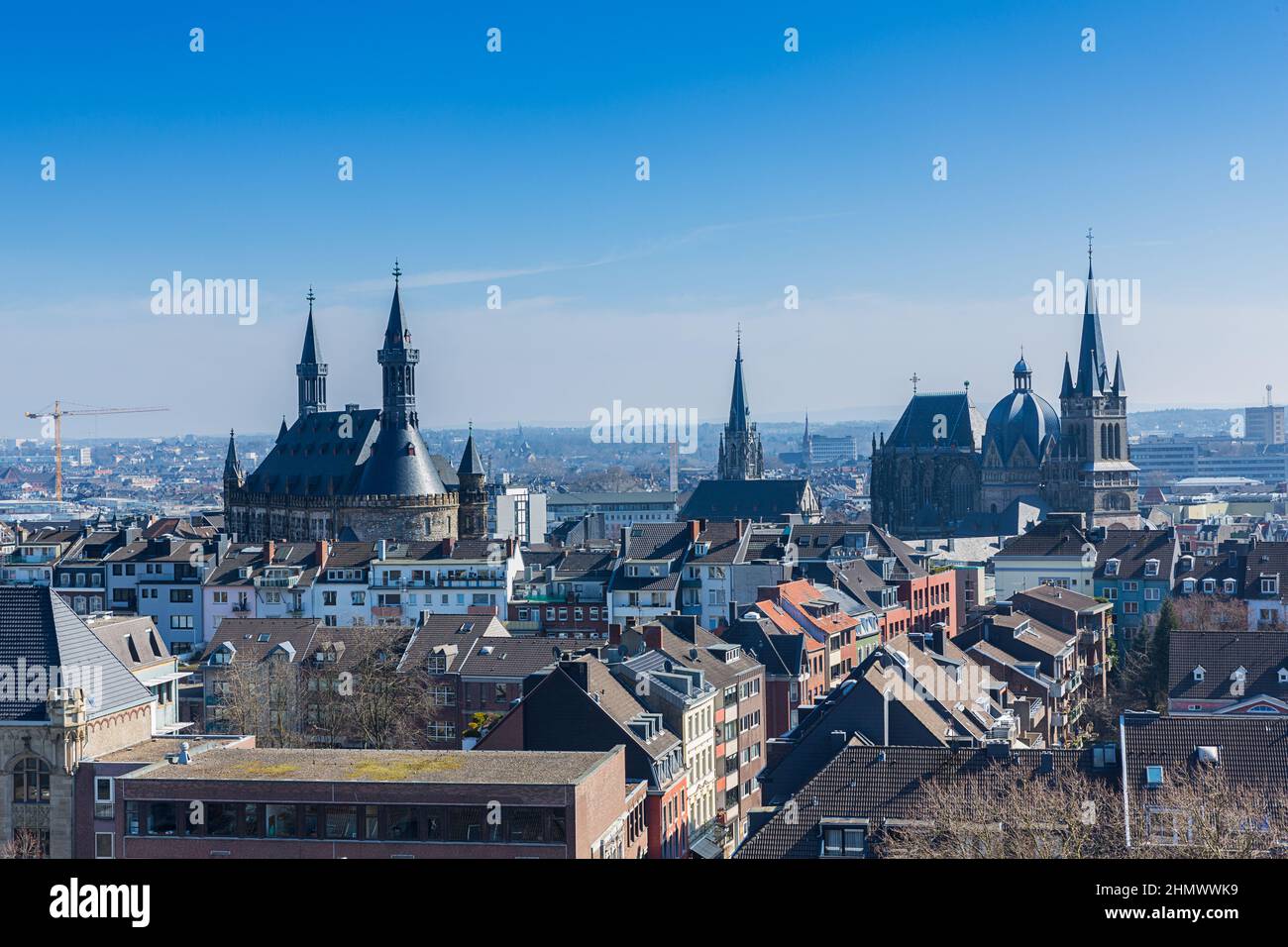 Aachen city with town hall and cathedral Stock Photo - Alamy