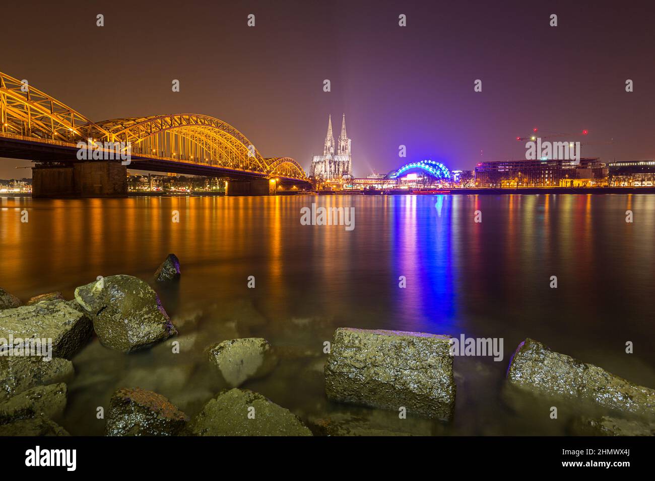 Cologne Night Skyline with Cathedral Stock Photo - Alamy