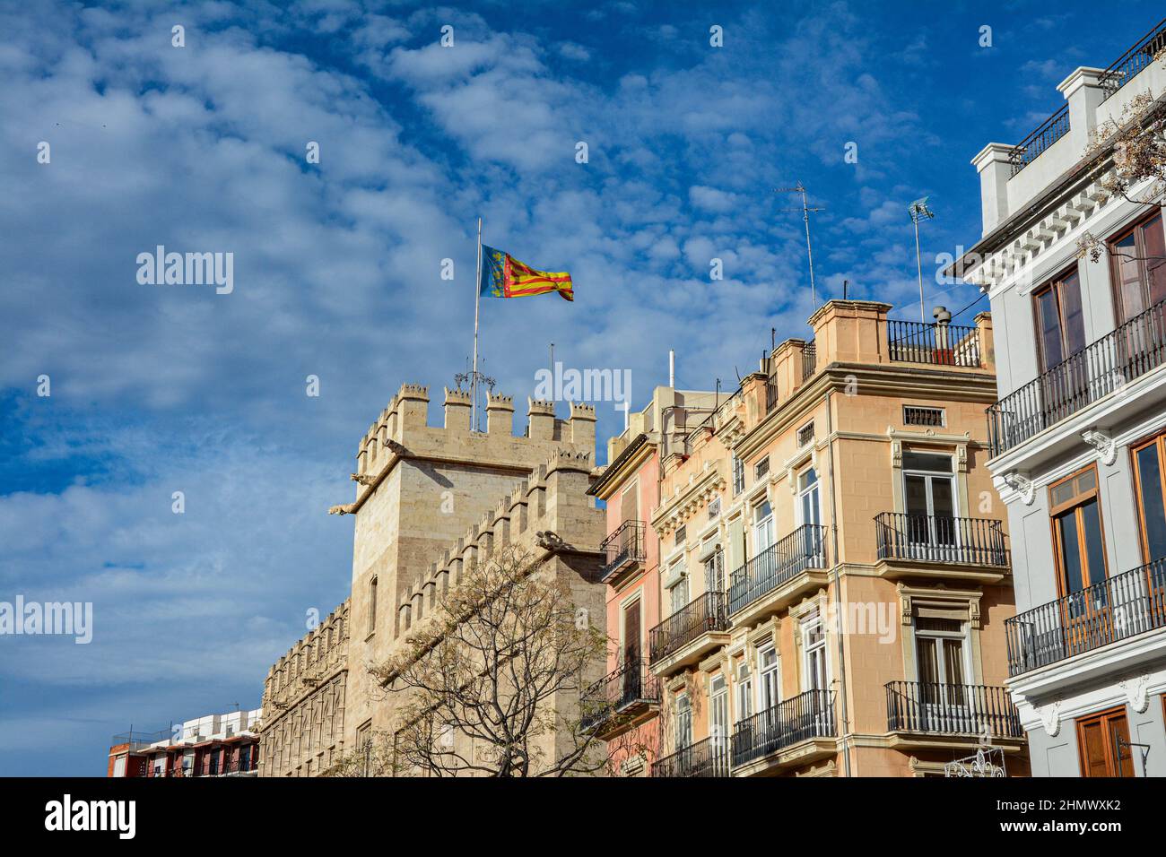 VALENCIA , SPAIN - DECEMBER 8, 2021: historical buildings in Valencia ...