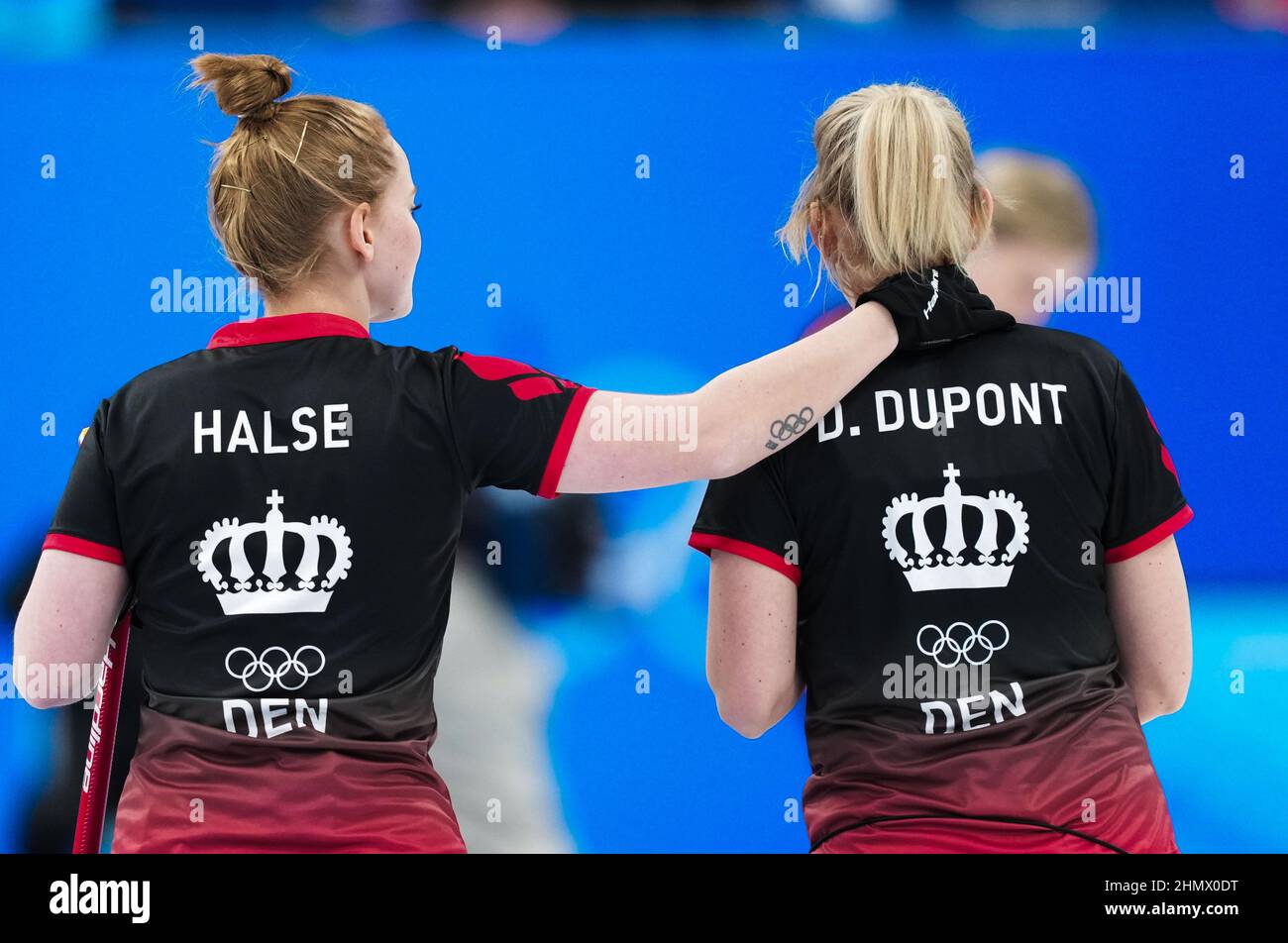 Beijing, China. 12th Feb, 2022. Mathilde Halse (L) and Madeleine Dupont ...
