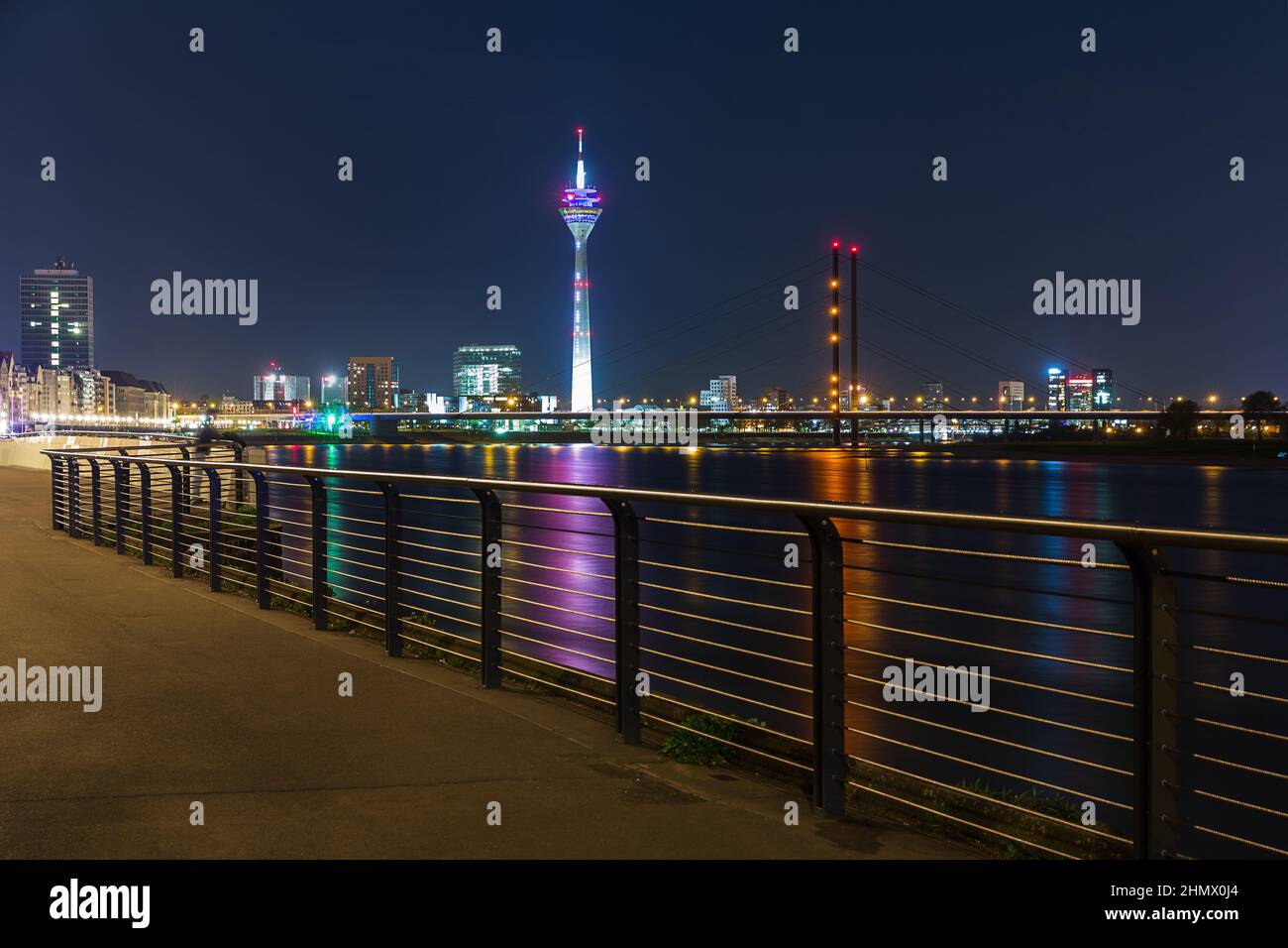 Dusseldorf rhine Promenade at night Stock Photo - Alamy
