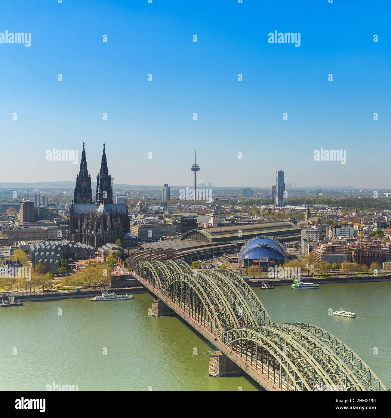 Cologne aerial view over the Rhine River Stock Photo - Alamy