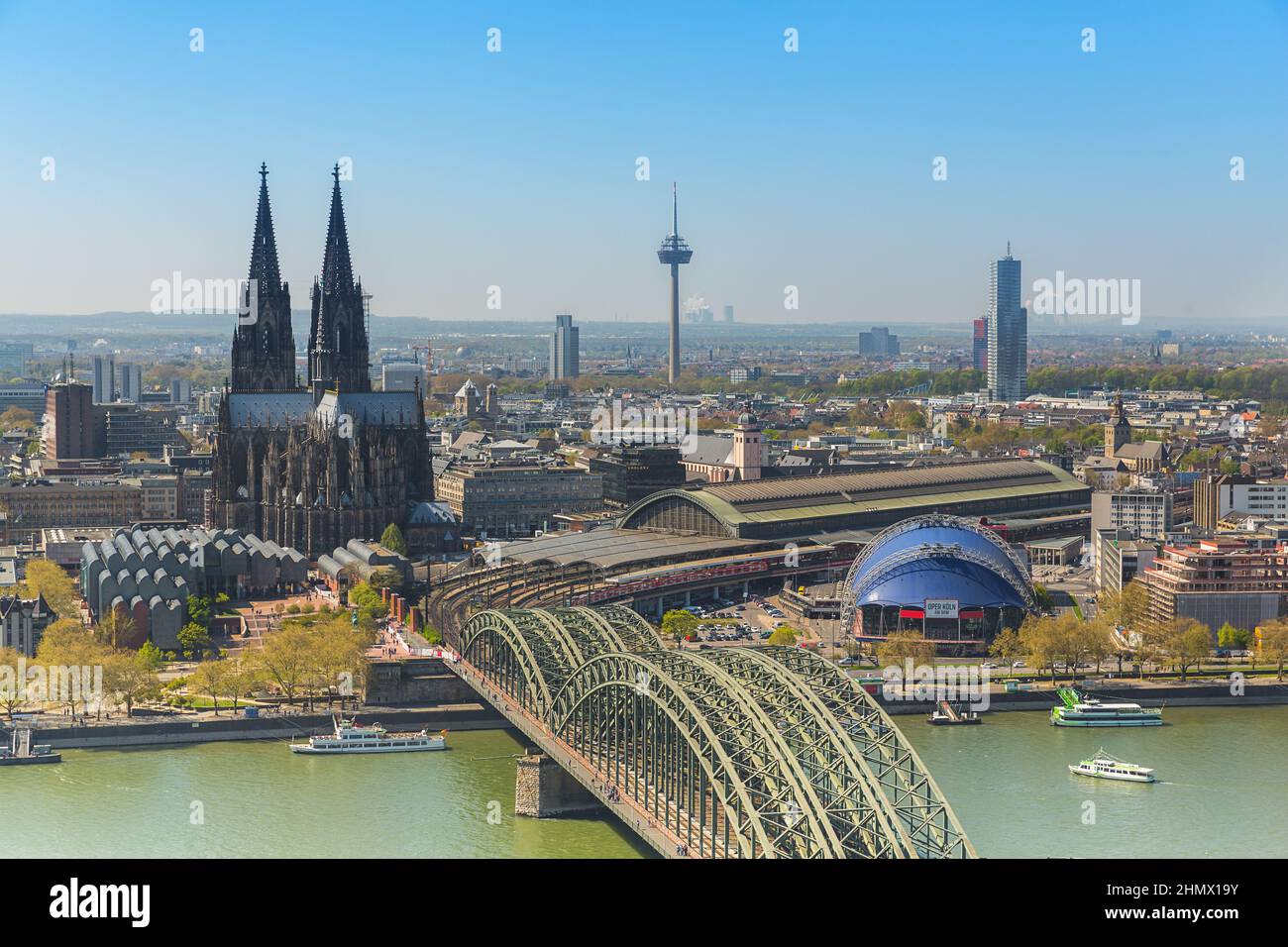 Cologne aerial view in germany at the Rhine River Stock Photo - Alamy