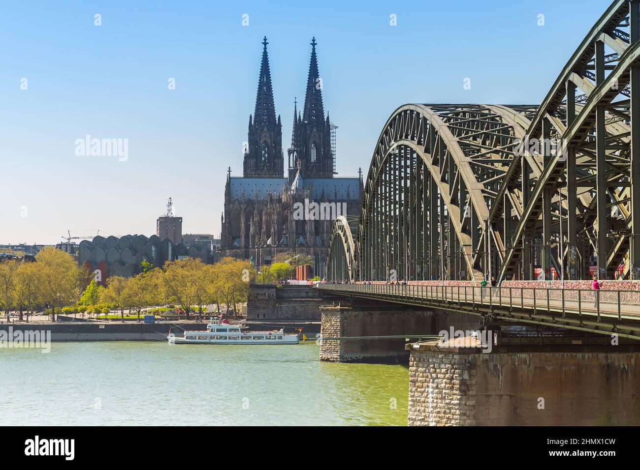 Cologne Cathedral and Hohenzollern bridge in spring Stock Photo - Alamy