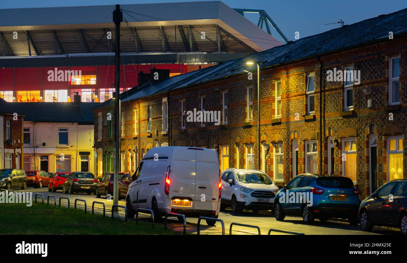 Liverpool Football Club's Main Stand at Anfield, towering over it's ...