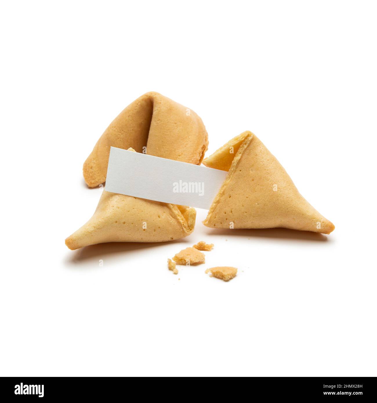fortune cookies with crumbs and note Stock Photo - Alamy