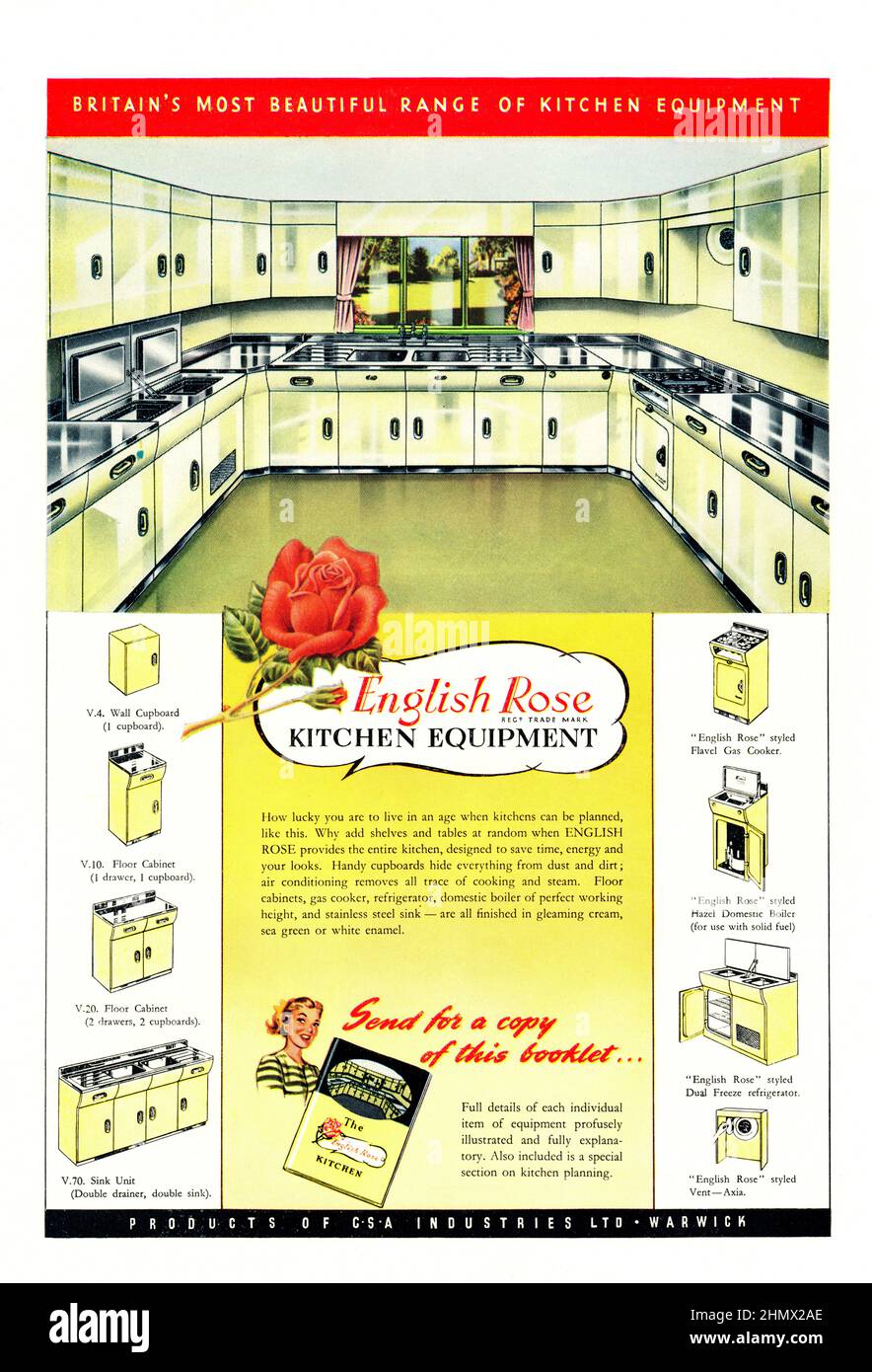 A vintage advert for English Rose fitted kitchens from Ideal Home ...
