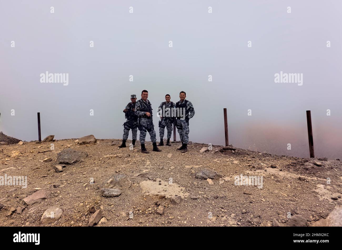 Security police on the crater of Santa Ana Volcano, Cerro Verde ...