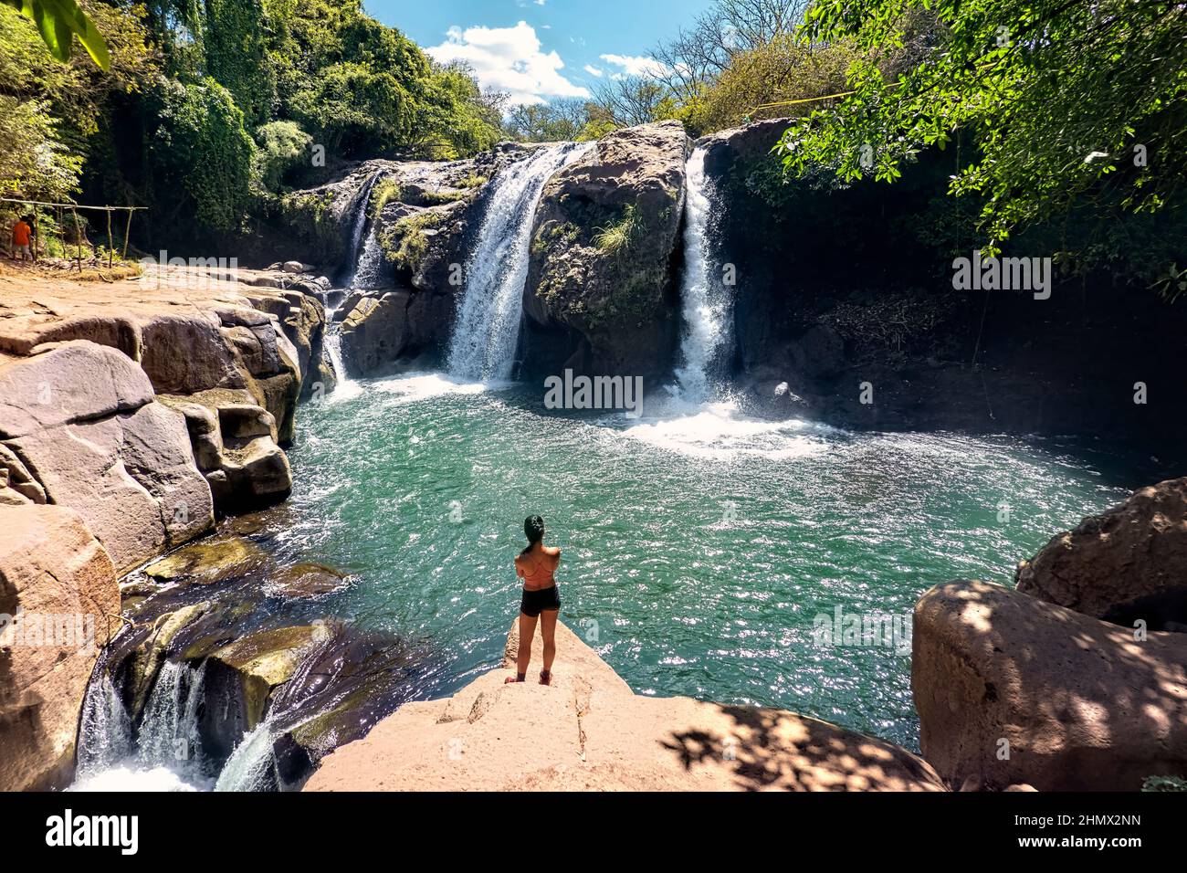 Looking out at the amazing hot spring waterfall of El Salto de ...
