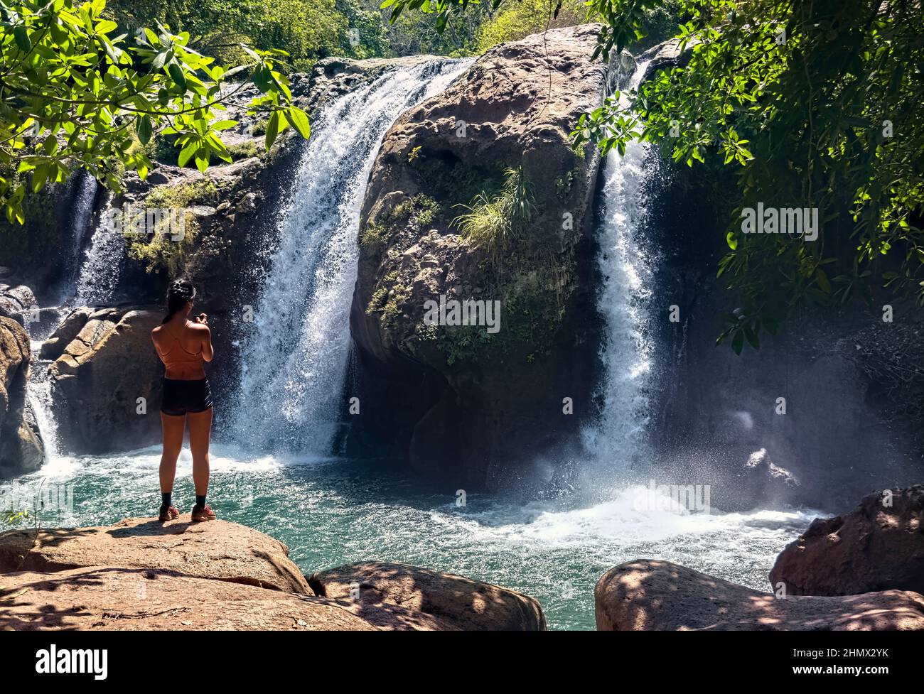 Looking out at the amazing hot spring waterfall of El Salto de ...