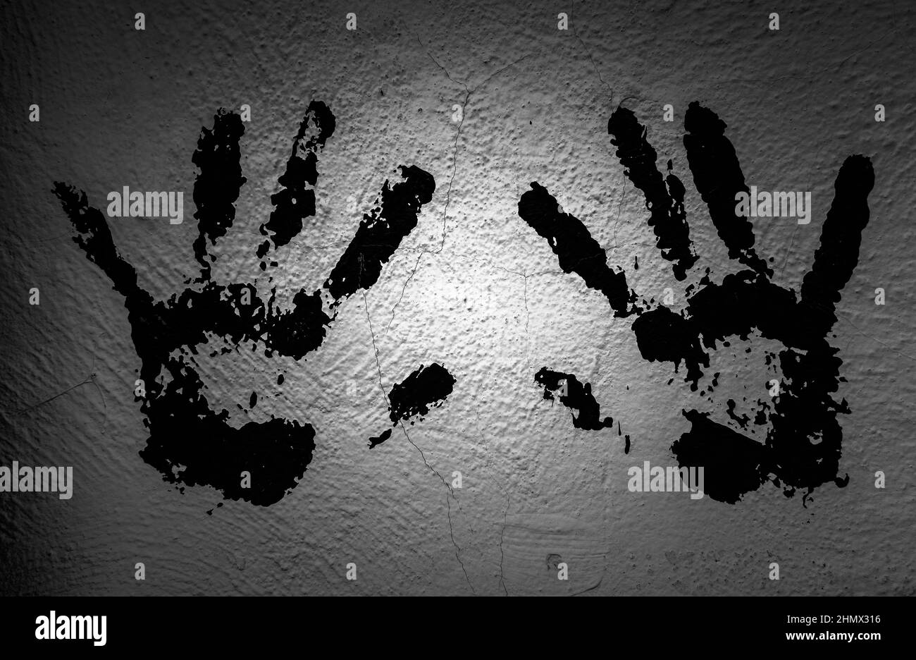 Blood stained handprint, crime and murder, fear Stock Photo - Alamy