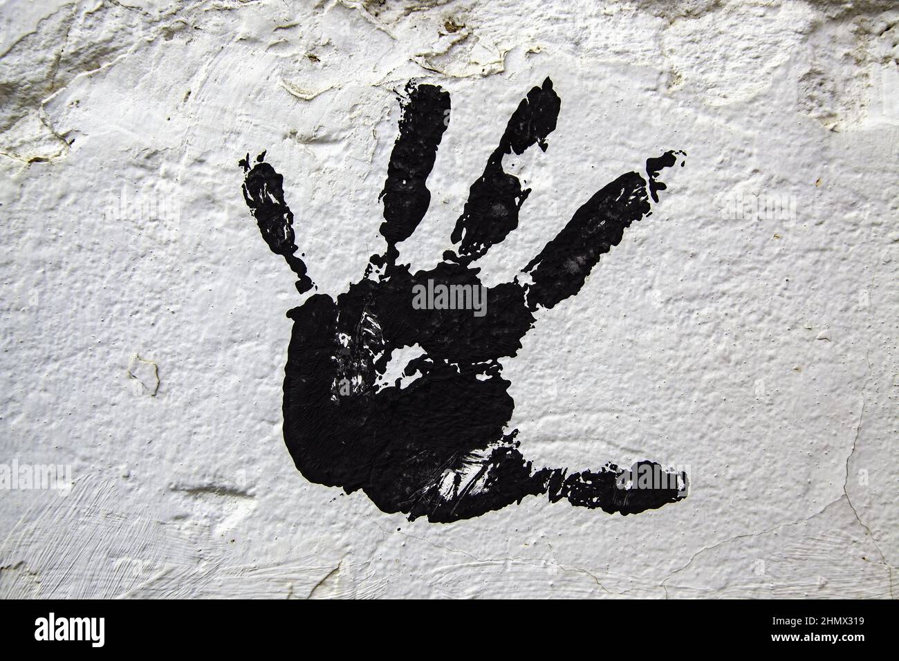 Blood stained handprint, crime and murder, fear Stock Photo - Alamy