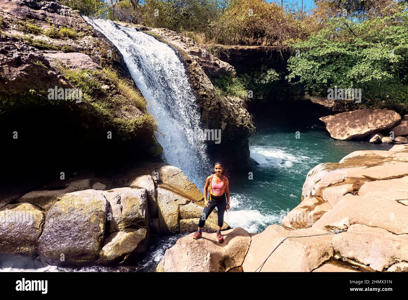 Looking out at the amazing hot spring waterfall of El Salto de ...